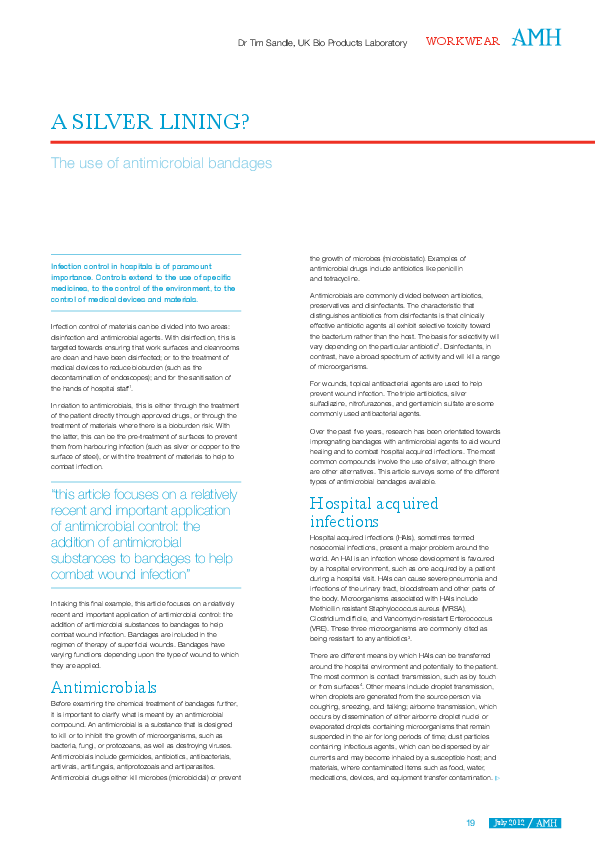 (PDF) A silver lining? The use of anti-microbial bandages