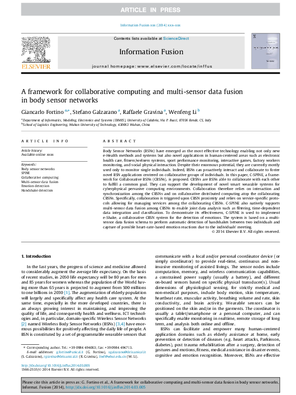 Pdf A Framework For Collaborative Computing And Multi Sensor Data