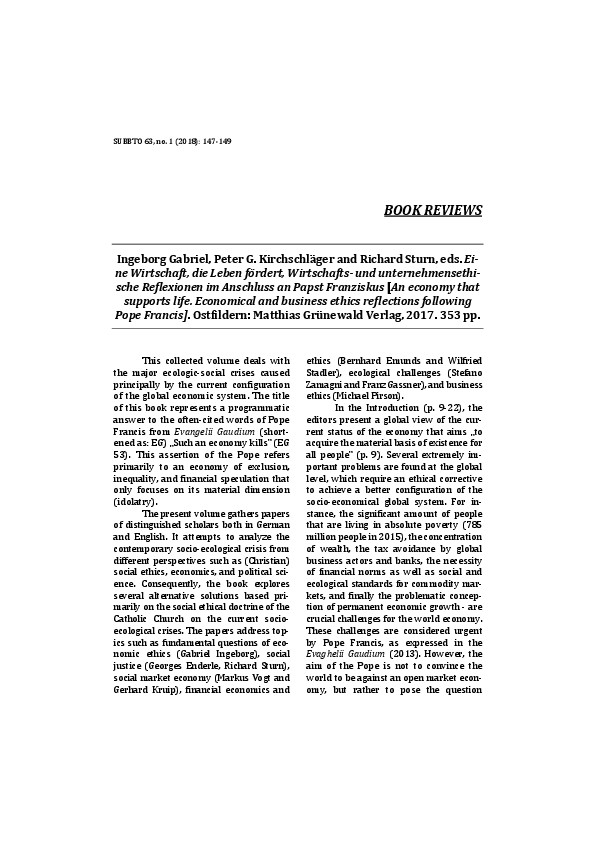 (PDF) BOOK REVIEW: Ingeborg Gabriel / Peter G. Kirchschläger / Richard ...