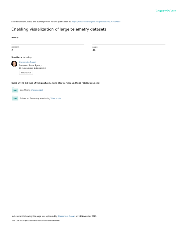 Pdf Enabling Visualization Of Large Telemetry Datasets
