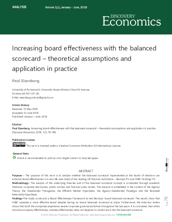 (PDF) Increasing board effectiveness with the balanced scorecard – theoretical assumptions and ...