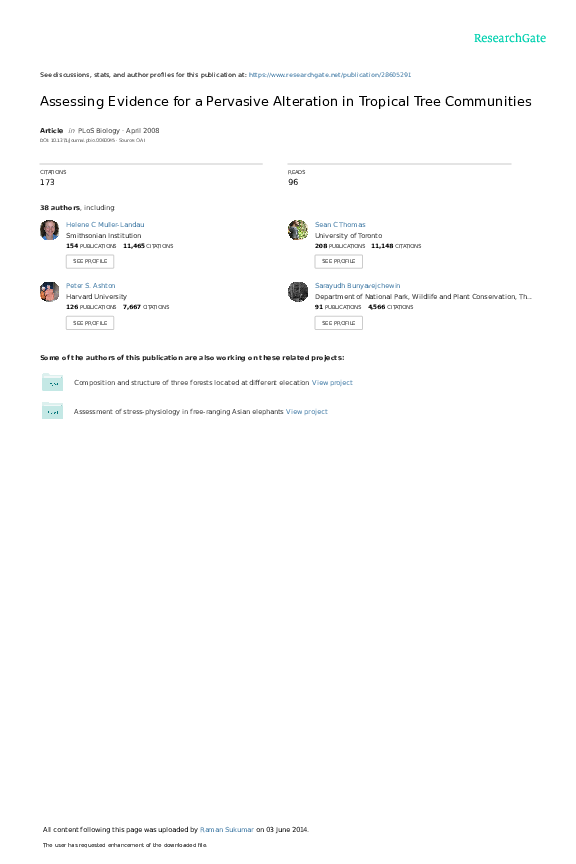 (PDF) Assessing Evidence for a Pervasive Alteration in Tropical Tree ...
