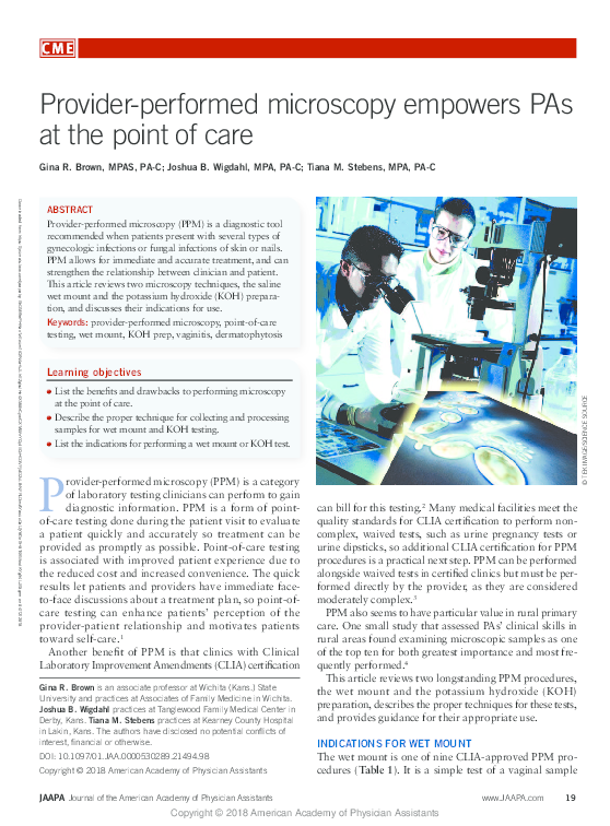(PDF) Provider performed microscopy empowers PAs at the point of care
