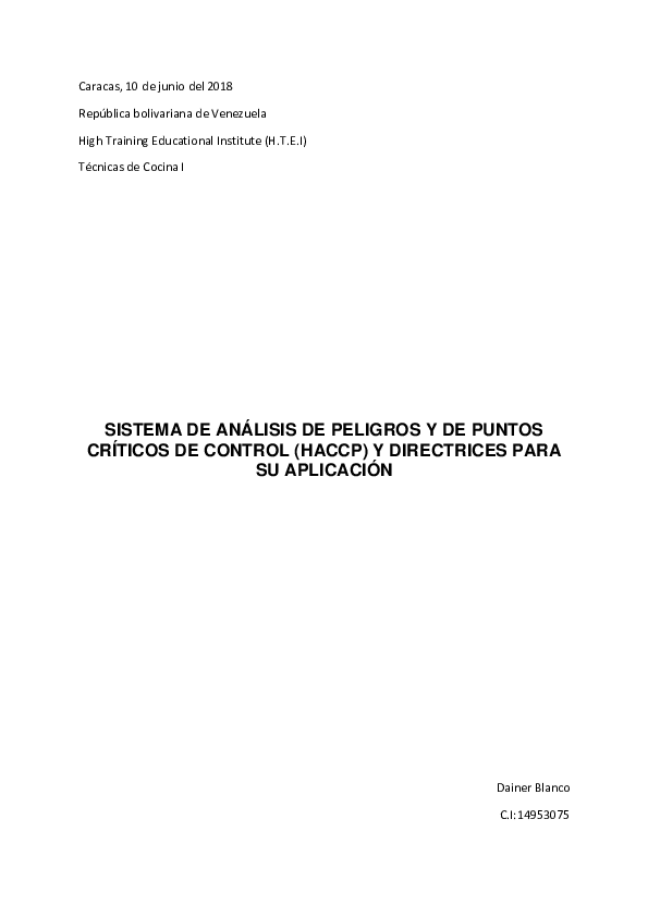 (PDF) SISTEMA DE ANÁLISIS DE PELIGROS Y DE PUNTOS CRÍTICOS DE CONTROL (HACCP) Y DIRECTRICES PARA ...