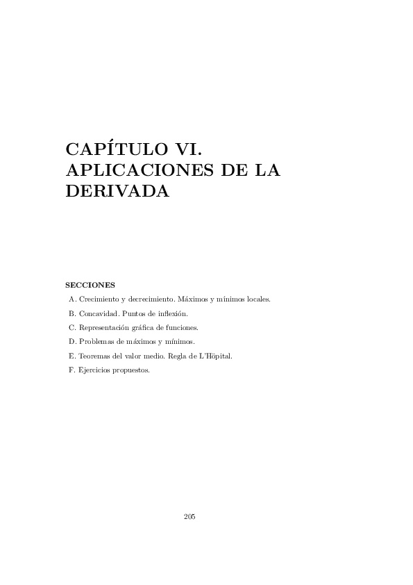 (PDF) CAP´ITULO VI. APLICACIONES DE LA DERIVADA