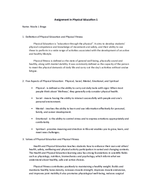 (DOC) Assignment in Physical Education