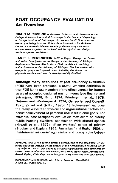 (PDF) Post-occupancy evaluation