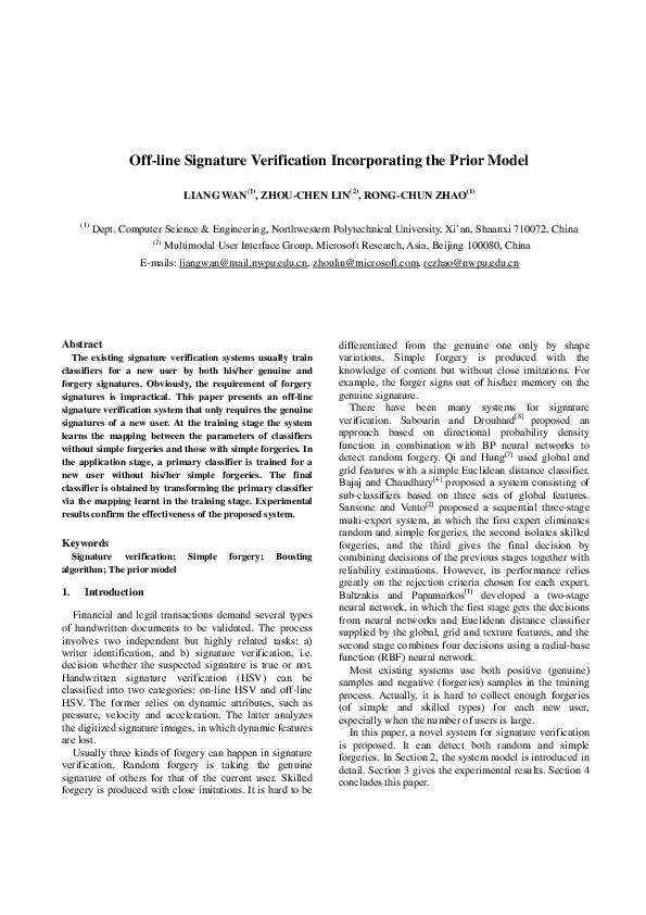 Pdf Off Line Signature Verification Incorporating The Prior Model