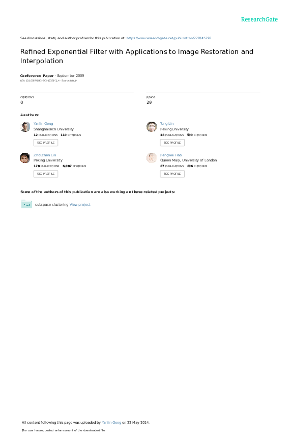 (PDF) Refined exponential filter with applications to image restoration ...