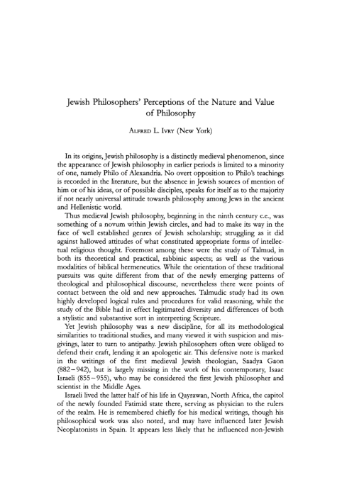 (PDF) Alfred L. Ivry, “Jewish Philosophers’ Perceptions of the Nature ...