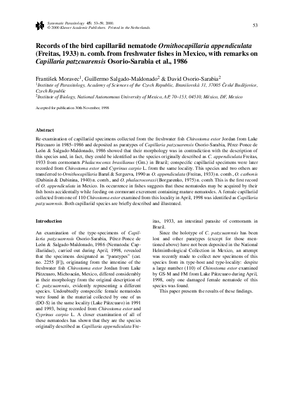 (PDF) Records of the bird capillariid nematode Ornithocapillaria ...