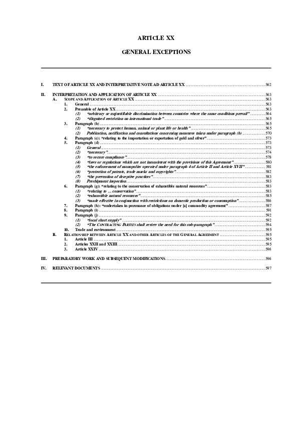 (PDF) ARTICLE XX GENERAL EXCEPTIONS