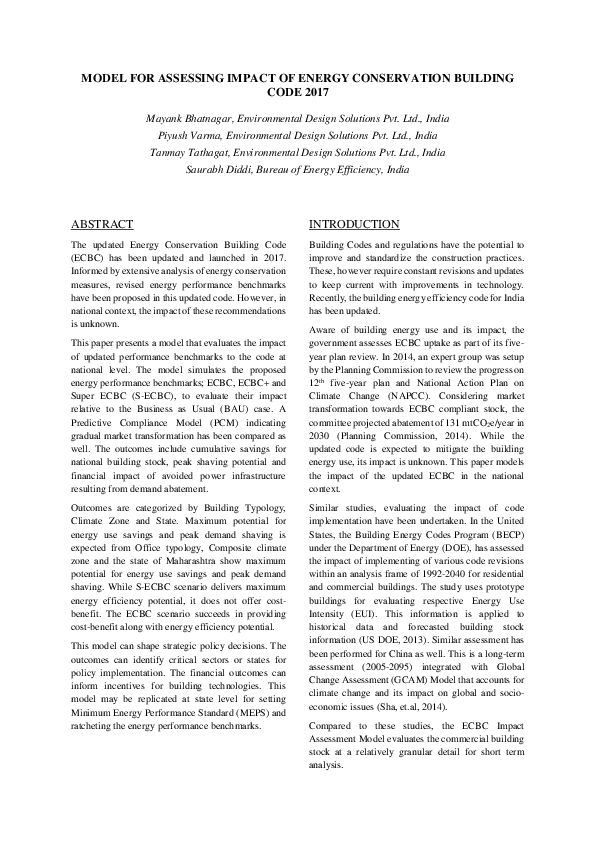 (PDF) MODEL FOR ASSESSING IMPACT OF ENERGY CONSERVATION BUILDING CODE ...