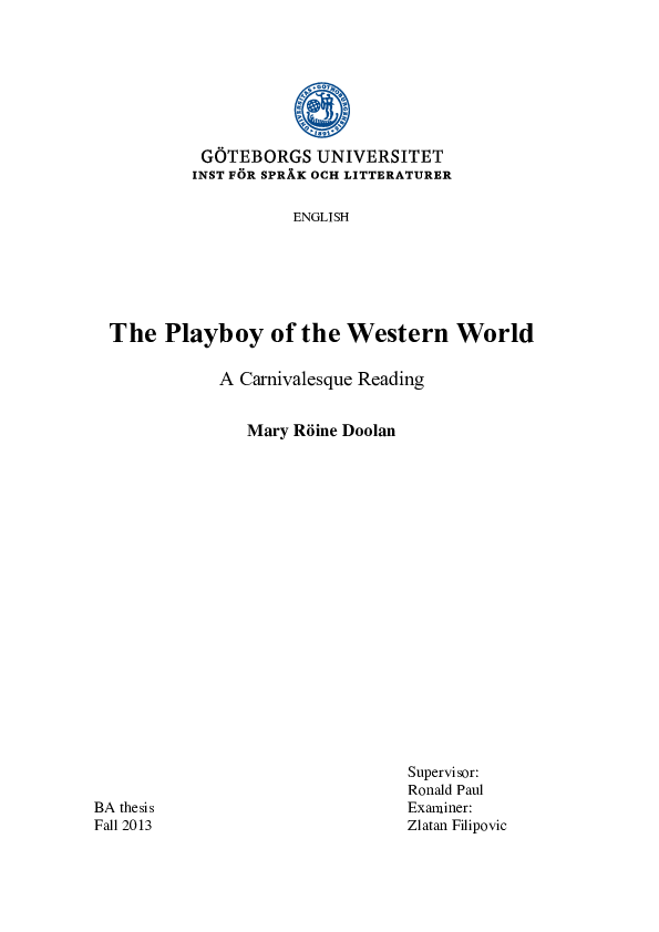 (PDF) The Playboy of the Western World A Carnivalesque Reading