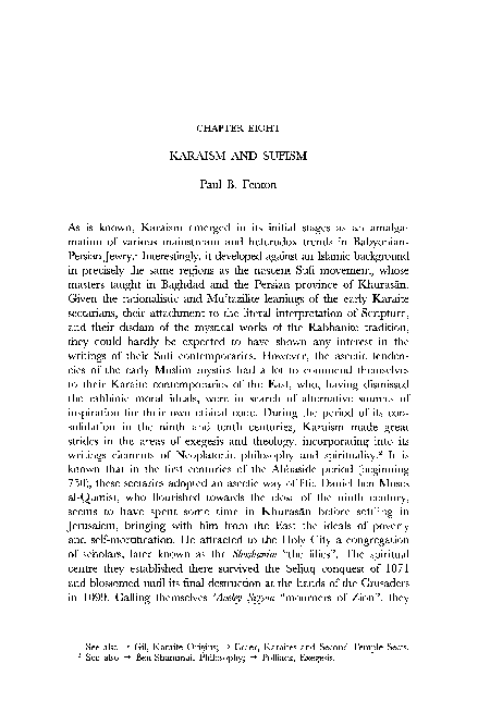 (PDF) Paul B. Fenton, “Karaism and Sufism,” in Meira Polliack, ed ...