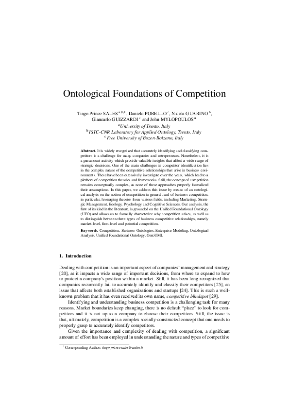 (PDF) Ontological Foundations of Competition