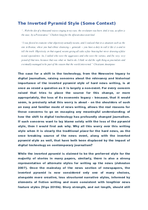 (DOC) The Inverted Pyramid Style: Some Context