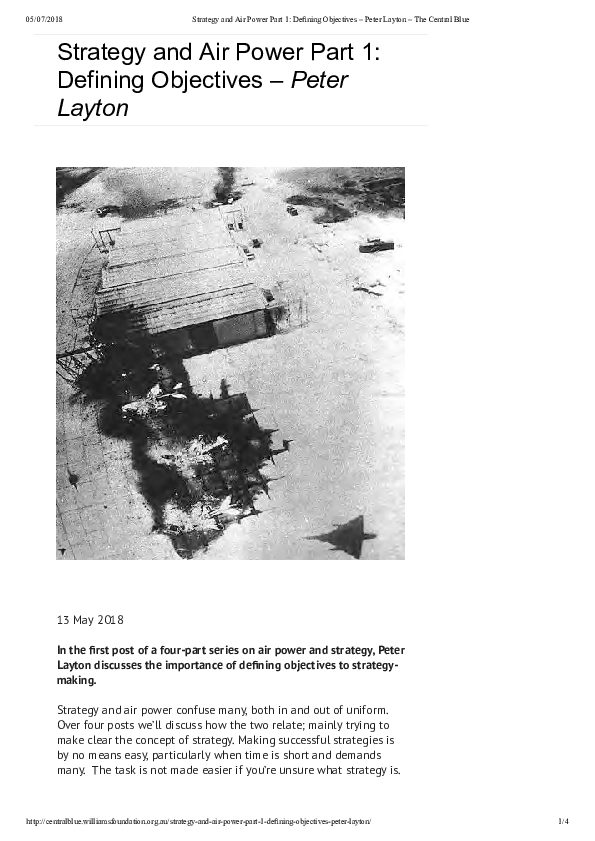 (PDF) Strategy and Air Power (Four Parts)