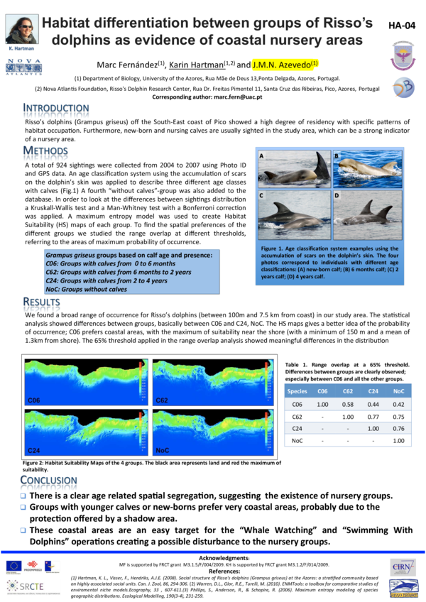 (PDF) Habitat differentiation between groups of Risso's dolphins as ...