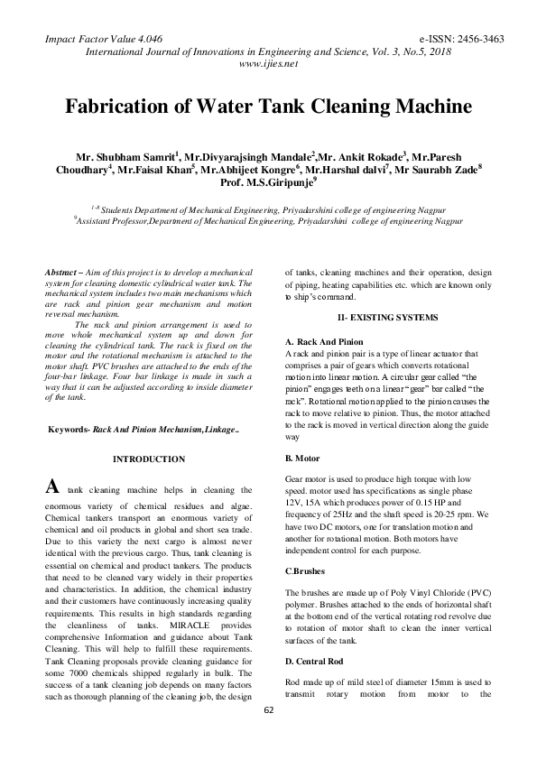(PDF) Fabrication of Water Tank Cleaning Machine.pdf