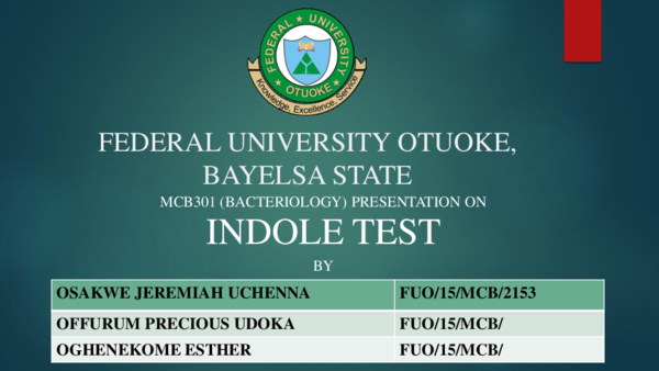 (PPT) INDOLE TEST