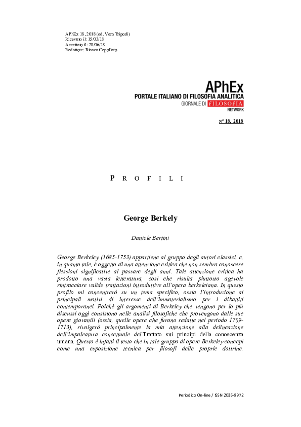 (PDF) George Berkeley