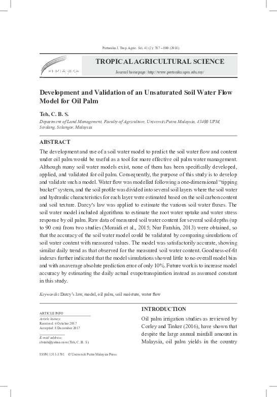 (PDF) Development and Validation of an Unsaturated Soil Water Flow ...
