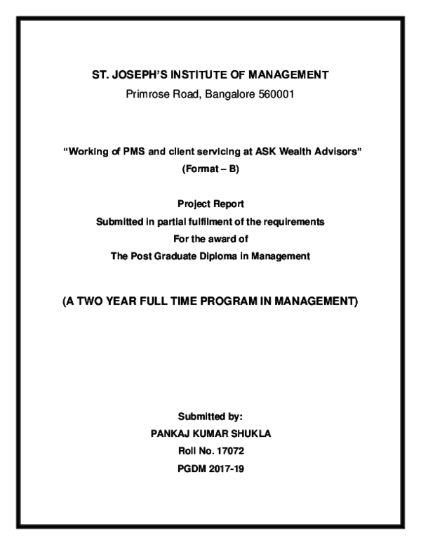 (PDF) " Working of PMS and client servicing at ASK Wealth Advisors ...