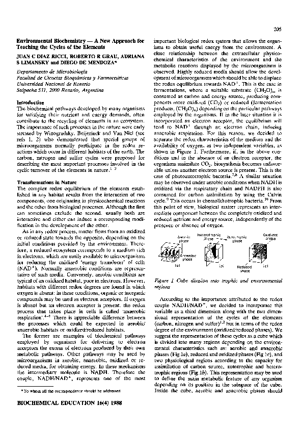 (PDF) Environmental biochemistry — A new approach for teaching the ...