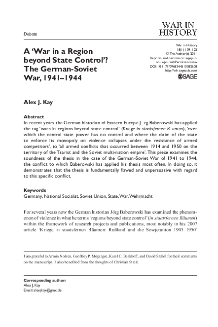 (PDF) A 'War in a Region beyond State Control'? The German-Soviet War ...