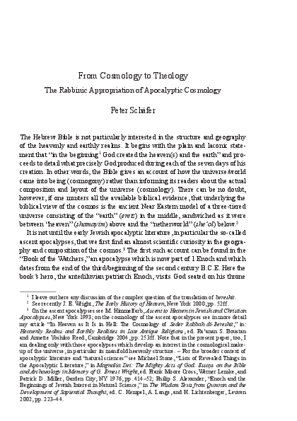 (PDF) Peter Schäfer, “From Cosmology to Theology: The Rabbinic ...
