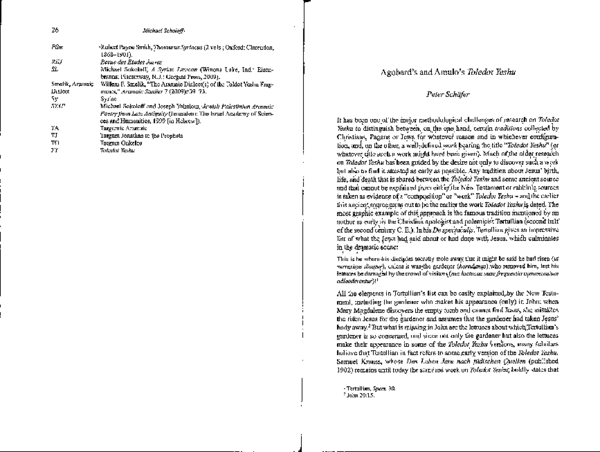 (PDF) Peter Schäfer, “Agobard’s and Amulo’s Toledot Yeshu,” in Peter ...