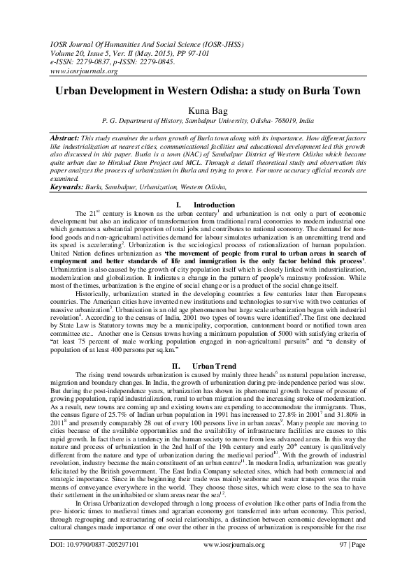 (PDF) Urban Development in Western Odisha: a study on Burla Town