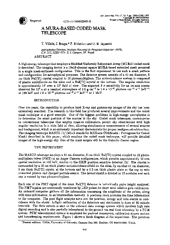 (PDF) A mura-based coded mask telescope