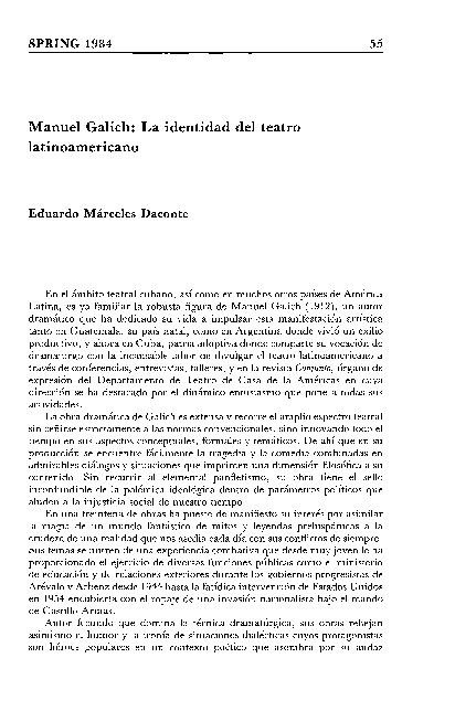 (PDF) Manuel Galich: La identidad del teatro latinoamericano