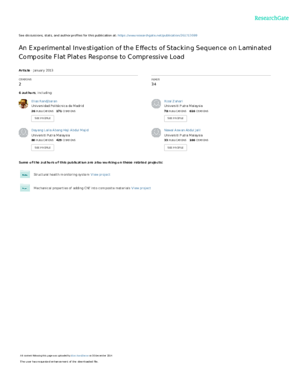 Pdf An Experimental Investigation Of The Effects Of Stacking Sequence