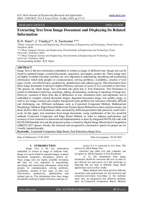 (PDF) Extracting Text from Image Document and Displaying Its Related ...