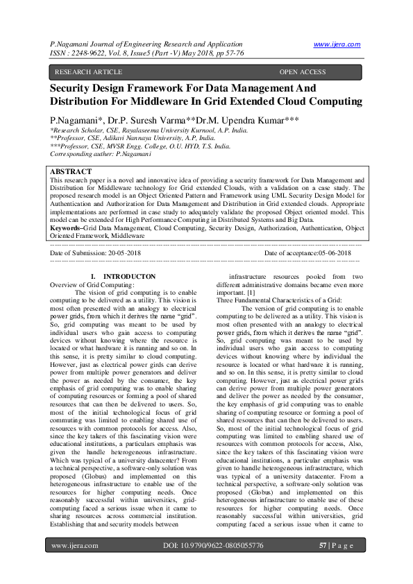 Pdf Security Design Framework For Data Management And Distribution For Middleware In Grid
