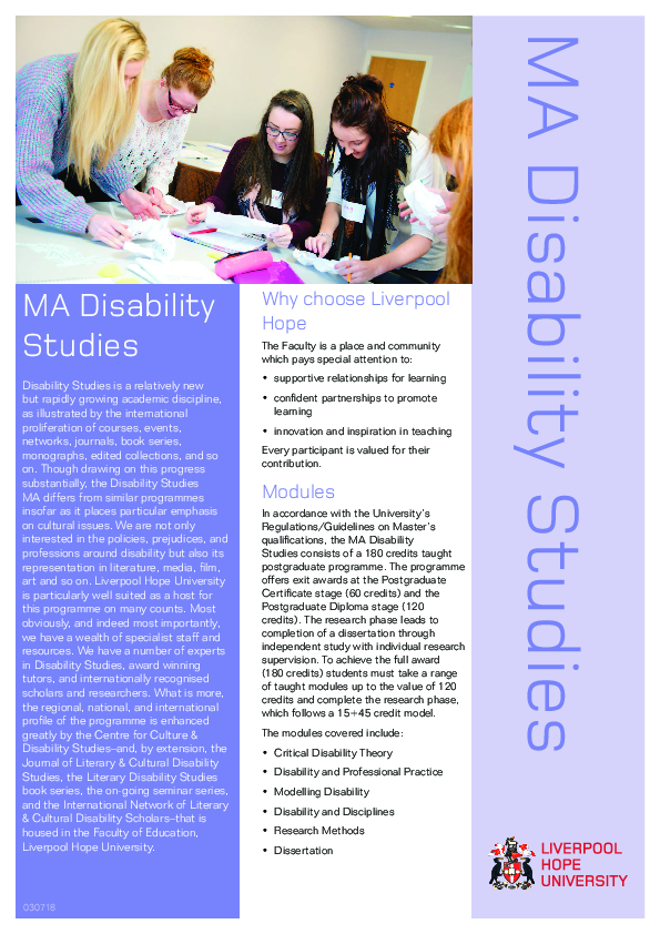 (PDF) MA Disability Studies Flyer