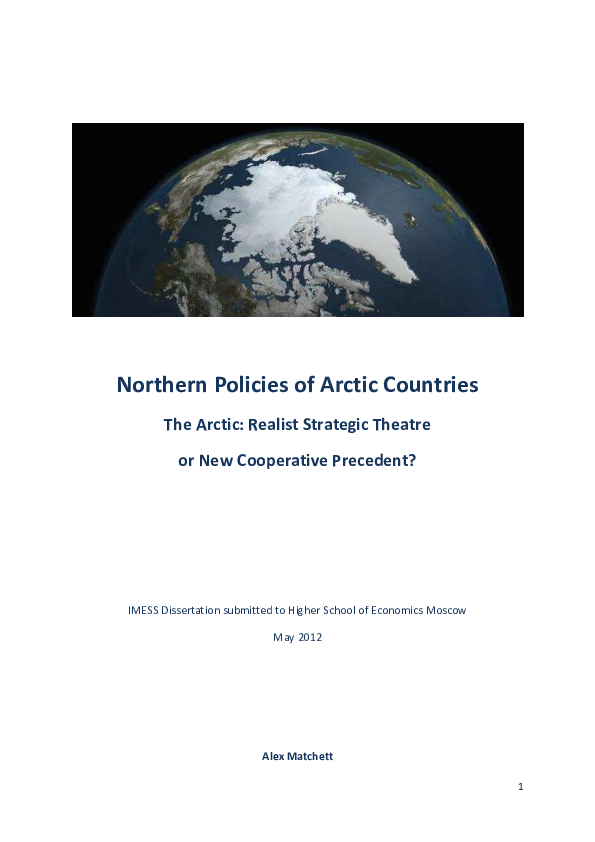 (PDF) Northern Policies of Arctic Countries - The Arctic: Realist ...