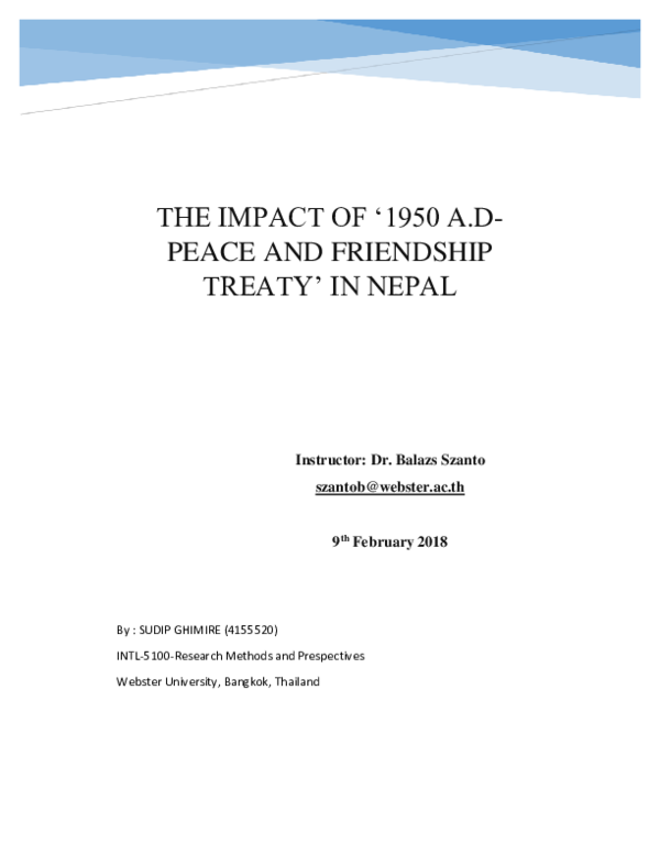 (DOC) The impact of '1950 A.D-Peace and friendship treaty' in Nepal