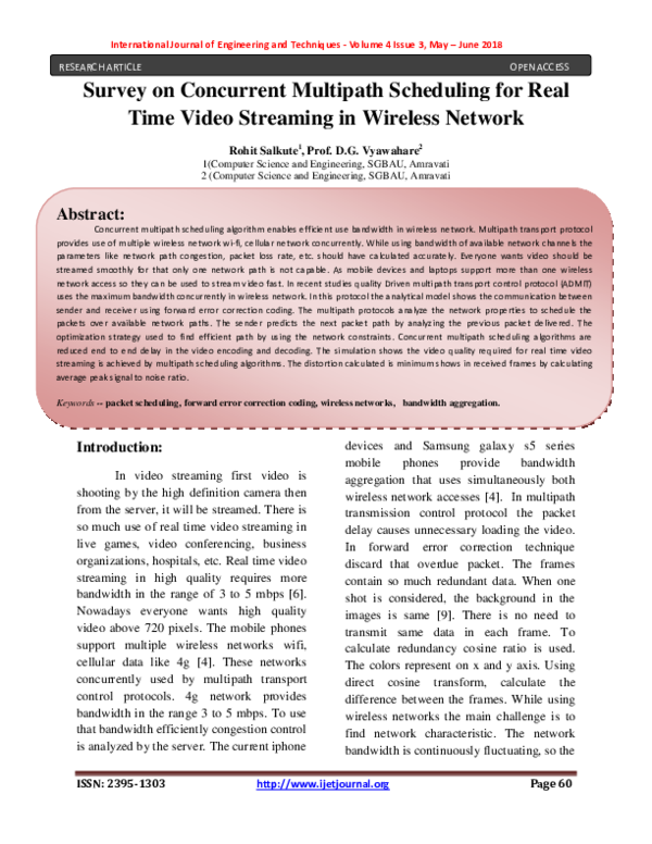 Pdf Concurrent Multipath Scheduling For Video Streaming