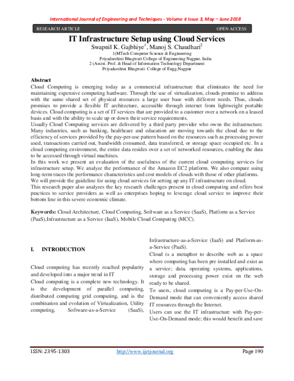 (PDF) IT Infrastructure Setup using Cloud Services | International ...