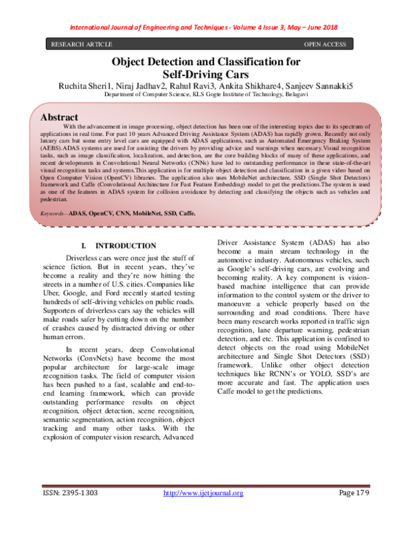 Pdf Object Detection And Classification For Self Driving Cars