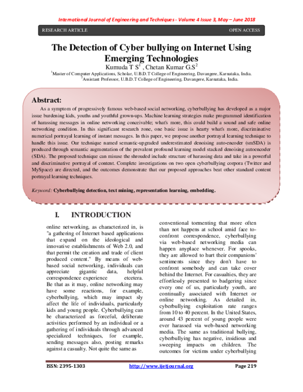 (PDF) The Detection of Cyber bullying on Internet Using Emerging ...