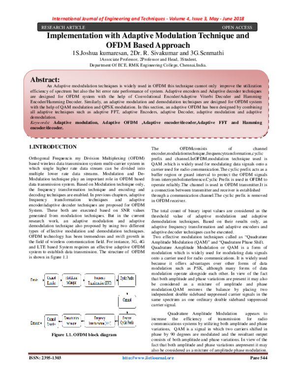 (PDF) Implementation with Adaptive Modulation Technique and OFDM Based Approach