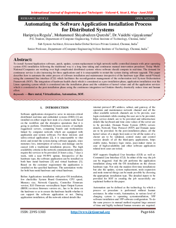 Pdf Automating The Software Application Installation Process For Distributed Systems
