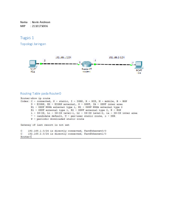 (DOC) Routing dengan Packet Tracer - Simplified