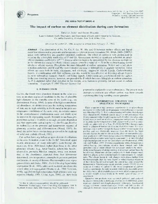 (PDF) The impact of carbon on element distribution during core formation