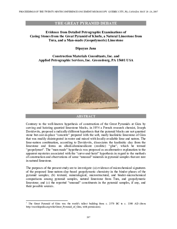 (PDF) THE GREAT PYRAMID DEBATE Evidence from Detailed Petrographic ...